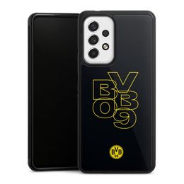 DeinDesign Galaxy A53 5G Handy Gallery Case Handyh&uuml;lle 9H Geh&auml;rtetes Glas R&uuml;ckseite H&uuml;lle Lettering Official Licensed Product Bvb Gallery Case