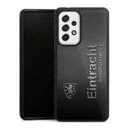 DeinDesign Galaxy A53 5G Handy Gallery Case Handyh&uuml;lle 9H Geh&auml;rtetes Glas R&uuml;ckseite H&uuml;lle Official Licensed Product Eintracht Braunschweig Logo Gallery Case