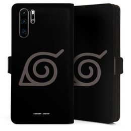 DeinDesign Huawei P30 Pro Handy Klapph&uuml;lle Handyh&uuml;lle aus Kunst Leder schwarz Flip Case Naruto Shippuden Konoha Logo Sideflip mit langer Lasche