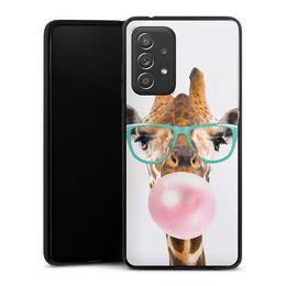 DeinDesign Galaxy A52s 5G Handy Slim Case extra d&uuml;nn Silikon Handyh&uuml;lle schwarz H&uuml;lle Giraffe Animals Glasses Silikon Slim Case