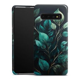 DeinDesign Galaxy S10 Handy Premium Case Smartphone Handyh&uuml;lle Schutzh&uuml;lle gl&auml;nzend Eukalyptus Leaves Black Premium Case