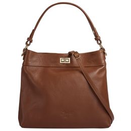 Samantha Look Damen Henkeltaschecognac, Leder, leicht gl&auml;nzend, unifarben, Taschen, echt Leder, Made in Italy