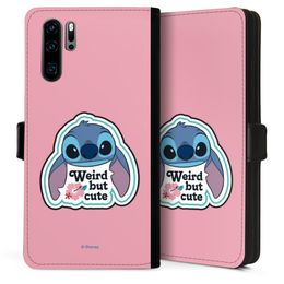 DeinDesign Huawei P30 Pro Handy Klapph&uuml;lle Handyh&uuml;lle aus Kunst Leder schwarz Flip Case Lilo & Stitch Disney Sayings Sideflip mit langer Lasche