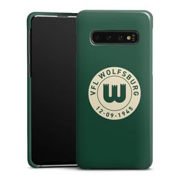 DeinDesign Galaxy S10 Handy Premium Case Smartphone Handyh&uuml;lle Schutzh&uuml;lle gl&auml;nzend 80 Jahre Vfl Wolfsburg Official Licensed Product Premium Case