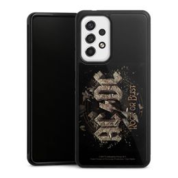 DeinDesign Galaxy A53 5G Handy Gallery Case Handyh&uuml;lle 9H Geh&auml;rtetes Glas R&uuml;ckseite H&uuml;lle Acdc Official Licensed Product Rock Or Bust Gallery Case