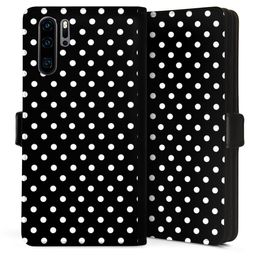 DeinDesign Huawei P30 Pro Handy Klapph&uuml;lle Handyh&uuml;lle aus Kunst Leder schwarz Flip Case Retro Points Polka Dots Sideflip mit langer Lasche