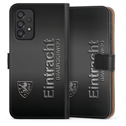 DeinDesign Galaxy A33 5G Handy Klapph&uuml;lle Handyh&uuml;lle aus Kunst Leder schwarz Flip Case Eintracht Braunschweig Logo Official Licensed Product Sideflip mit langer 