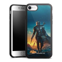 DeinDesign iPhone SE (2020) Handy Gallery Case Handyh&uuml;lle 9H Geh&auml;rtetes Glas R&uuml;ckseite H&uuml;lle Sunset Star Wars The Mandalorian Gallery Case