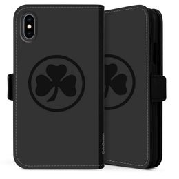 DeinDesign iPhone X Handy Klapph&uuml;lle Handyh&uuml;lle aus Kunst Leder schwarz Flip Case Official Licensed Product Spvgg Greuther F&uuml;rth Clover Sideflip mit langer 