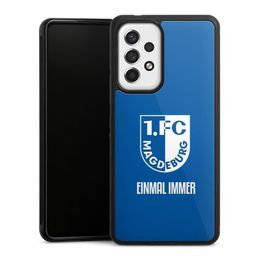 DeinDesign Galaxy A53 5G Handy Gallery Case Handyh&uuml;lle 9H Geh&auml;rtetes Glas R&uuml;ckseite H&uuml;lle 1. Fc Magdeburg Official Licensed Product Coat Of Arms Gallery Case