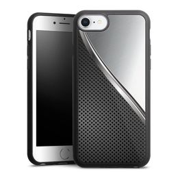 DeinDesign iPhone SE (2020) Handy Gallery Case Handyh&uuml;lle 9H Geh&auml;rtetes Glas R&uuml;ckseite H&uuml;lle Carbon Steel Metall Gallery Case