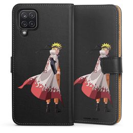 DeinDesign Galaxy A12 Handy Klapph&uuml;lle Handyh&uuml;lle aus Kunst Leder schwarz Flip Case Naruto Shippuden Sensei Hokage Sideflip mit langer Lasche
