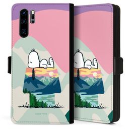 DeinDesign Huawei P30 Pro Handy Klapph&uuml;lle Handyh&uuml;lle aus Kunst Leder schwarz Flip Case Official Licensed Product Peanuts Snoopy Sideflip mit langer Lasche