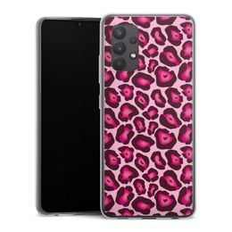 DeinDesign Galaxy A32 4G Handy Silikon H&uuml;lle Case transparent Handyh&uuml;lle Leo Print Leopard Animal Print Silikon Case