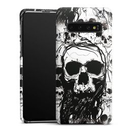 DeinDesign Galaxy S10 Handy Premium Case Smartphone Handyh&uuml;lle Schutzh&uuml;lle gl&auml;nzend Totenkopf Skulls Halloween Premium Case