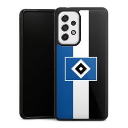 DeinDesign Galaxy A53 5G Handy Gallery Case Handyh&uuml;lle 9H Geh&auml;rtetes Glas R&uuml;ckseite H&uuml;lle Hsv Hamburger Sv Stripes Gallery Case