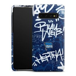 DeinDesign Galaxy S10 Handy Premium Case Smartphone Handyh&uuml;lle Schutzh&uuml;lle gl&auml;nzend Official Licensed Product Hertha Bsc Graffiti Premium Case