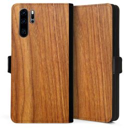 DeinDesign Huawei P30 Pro Handy Klapph&uuml;lle Handyh&uuml;lle aus Kunst Leder schwarz Flip Case Larch Wood Wooden Look Sideflip mit langer Lasche
