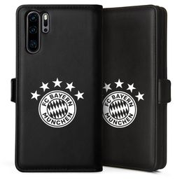 DeinDesign Huawei P30 Pro Handy Klapph&uuml;lle Handyh&uuml;lle aus Kunst Leder schwarz Flip Case Fcb Transparent Fc Bayern M&uuml;nchen Sideflip mit langer Lasche