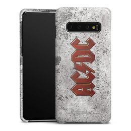 DeinDesign Galaxy S10 Handy Premium Case Smartphone Handyh&uuml;lle Schutzh&uuml;lle gl&auml;nzend Logo Acdc Merchandise Premium Case