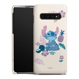 DeinDesign Galaxy S10 Handy Premium Case Smartphone Handyh&uuml;lle Schutzh&uuml;lle gl&auml;nzend Flowers Lilo & Stitch Official Licensed Product Premium Case