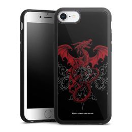 DeinDesign iPhone SE (2020) Handy Gallery Case Handyh&uuml;lle 9H Geh&auml;rtetes Glas R&uuml;ckseite H&uuml;lle Dragon Red Gothic Gallery Case