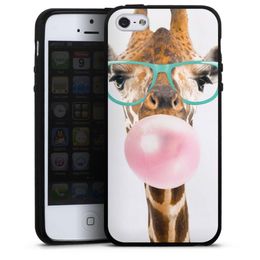 DeinDesign iPhone SE (2016-2019) Handy Silikon H&uuml;lle Case schwarz Handyh&uuml;lle Giraffe Animals Glasses