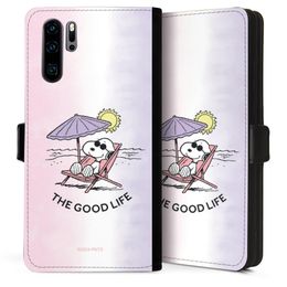 DeinDesign Huawei P30 Pro Handy Klapph&uuml;lle Handyh&uuml;lle aus Kunst Leder schwarz Flip Case Snoopy Official Licensed Product Peanuts Sideflip mit langer Lasche