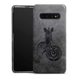 DeinDesign Galaxy S10 Handy Premium Case Smartphone Handyh&uuml;lle Schutzh&uuml;lle gl&auml;nzend Official Licensed Product Msv Duisburg Zebra Premium Case