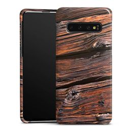 DeinDesign Galaxy S10 Handy Premium Case Smartphone Handyh&uuml;lle Schutzh&uuml;lle gl&auml;nzend Beams Wood Wooden Look Premium Case