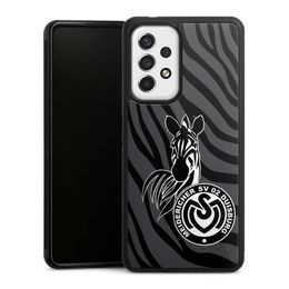 DeinDesign Galaxy A53 5G Handy Gallery Case Handyh&uuml;lle 9H Geh&auml;rtetes Glas R&uuml;ckseite H&uuml;lle Msv Duisburg Muster Zebra Gallery Case