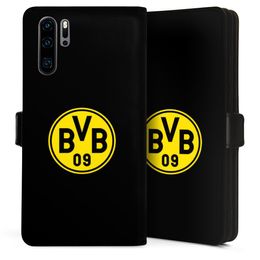 DeinDesign Huawei P30 Pro Handy Klapph&uuml;lle Handyh&uuml;lle aus Kunst Leder schwarz Flip Case Logo Borussia Dortmund Bvb Sideflip mit langer Lasche