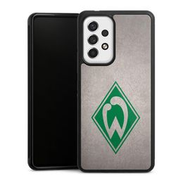 DeinDesign Galaxy A53 5G Handy Gallery Case Handyh&uuml;lle 9H Geh&auml;rtetes Glas R&uuml;ckseite H&uuml;lle Sv Werder Bremen Concrete Official Licensed Product Gallery Case