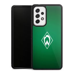 DeinDesign Galaxy A53 5G Handy Gallery Case Handyh&uuml;lle 9H Geh&auml;rtetes Glas R&uuml;ckseite H&uuml;lle Logo Sv Werder Bremen Merchandise Gallery Case