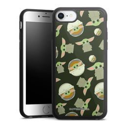 DeinDesign iPhone SE (2020) Handy Gallery Case Handyh&uuml;lle 9H Geh&auml;rtetes Glas R&uuml;ckseite H&uuml;lle Official Licensed Product Baby Yoda Star Wars Muster Gallery Case