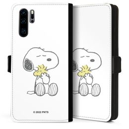 DeinDesign Huawei P30 Pro Handy Klapph&uuml;lle Handyh&uuml;lle aus Kunst Leder schwarz Flip Case Snoopy Love Peanuts Sideflip mit langer Lasche