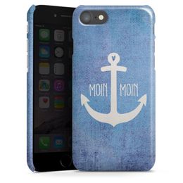DeinDesign iPhone SE (2020) Handy Premium Case Smartphone Handyh&uuml;lle Schutzh&uuml;lle gl&auml;nzend Anchor Maritim Blue Premium Case