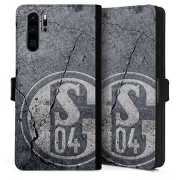 DeinDesign Huawei P30 Pro Handy Klapph&uuml;lle Handyh&uuml;lle aus Kunst Leder schwarz Flip Case Merchandise Fc Schalke 04 Concrete Sideflip mit langer Lasche