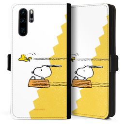 DeinDesign Huawei P30 Pro Handy Klapph&uuml;lle Handyh&uuml;lle aus Kunst Leder schwarz Flip Case Snoopy Peanuts Children Sideflip mit langer Lasche