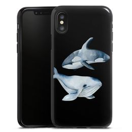 DeinDesign iPhone X Handy Silikon H&uuml;lle Case schwarz Handyh&uuml;lle Wale Water Colour Ocean