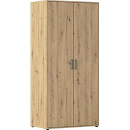 Kleiderschrank Rauch, B:93cm H:194cm T:53cmeiche artisan, griffe graumetallic, Holzwerkstoff, Kinderzimmer, Schr&auml;nke, "VOYAGER Garderobe