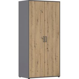 Kleiderschrank Rauch, B:93cm H:194cm T:53cmgraumetallic, eiche artisan, griffe graumetallic, Holzwerkstoff, Kinderzimmer, Schr&auml;nke, "VOYAGER