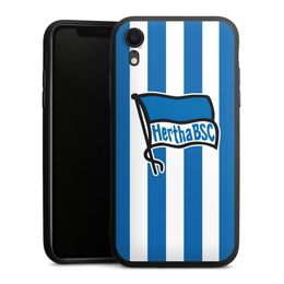 DeinDesign iPhone Xr Handy Premium Silikon H&uuml;lle Handyh&uuml;lle schwarz Case Flag Hertha Bsc Stripes Silikon Premium Case