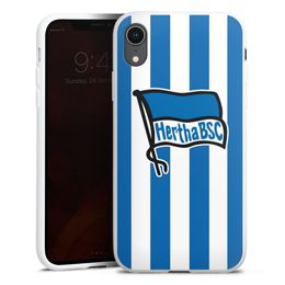 DeinDesign iPhone Xr Handy Silikon H&uuml;lle Case wei&szlig; Handyh&uuml;lle Flag Hertha Bsc Stripes Silikon Case