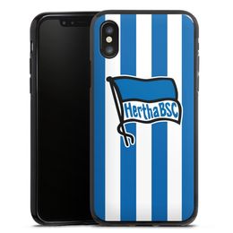 DeinDesign iPhone X Handy Silikon H&uuml;lle Case schwarz Handyh&uuml;lle Flag Hertha Bsc Stripes