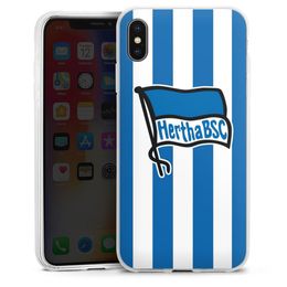 DeinDesign iPhone Xs Max Handy Silikon H&uuml;lle Case transparent Handyh&uuml;lle Flag Hertha Bsc Stripes Silikon Case