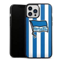 DeinDesign iPhone 13 Pro Max Handy Silikon H&uuml;lle Case schwarz Handyh&uuml;lle Flag Hertha Bsc Stripes