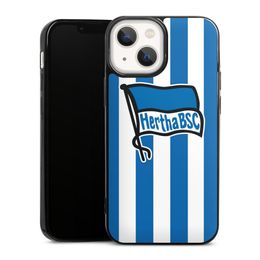 DeinDesign iPhone 13 Mini Handy Slim Case extra d&uuml;nn Silikon Handyh&uuml;lle schwarz H&uuml;lle Flag Hertha Bsc Stripes Silikon Slim Case