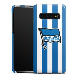 DeinDesign Galaxy S10 Handy Premium Case Smartphone Handyh&uuml;lle Schutzh&uuml;lle gl&auml;nzend Flag Hertha Bsc Stripes Premium Case