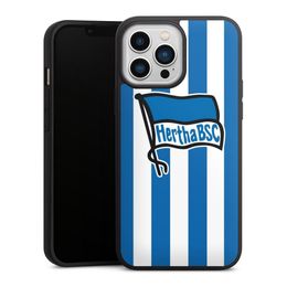 DeinDesign iPhone 13 Pro Max Handy Premium Silikon H&uuml;lle Handyh&uuml;lle schwarz Case Flag Hertha Bsc Stripes Silikon Premium Case